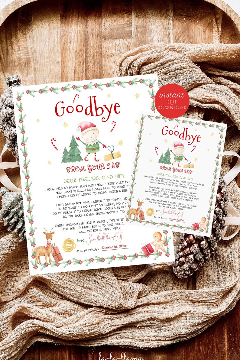 Editable Elf Goodbye Letter From North Pole Instant Download - Etsy