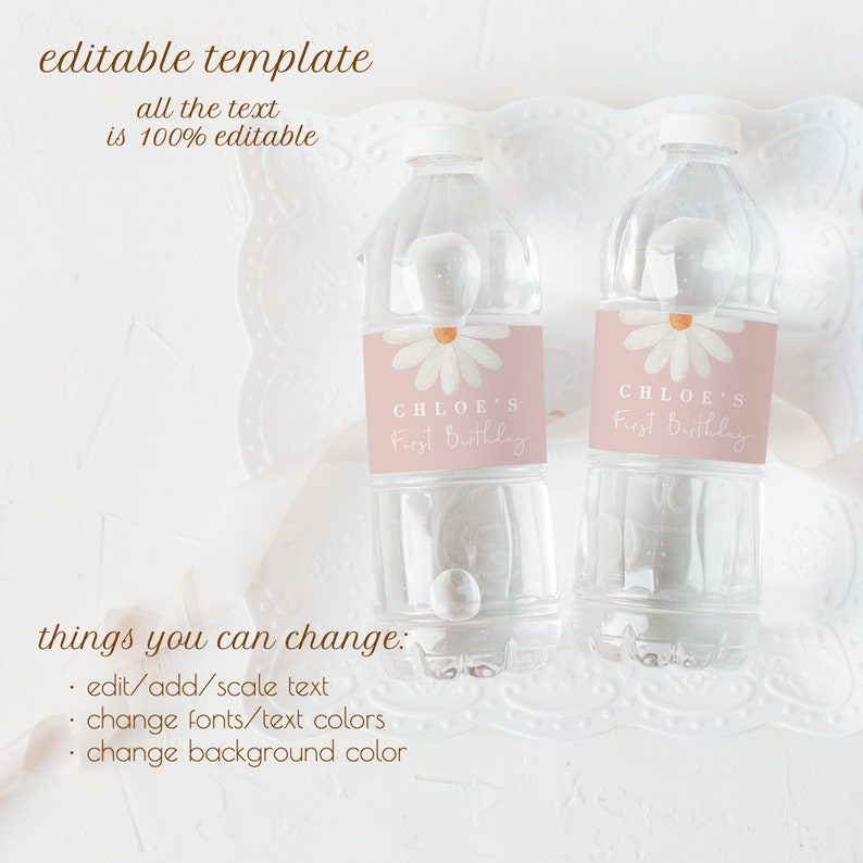 Editable Daisy Water Bottle Labels Daisy Party Decor - Etsy