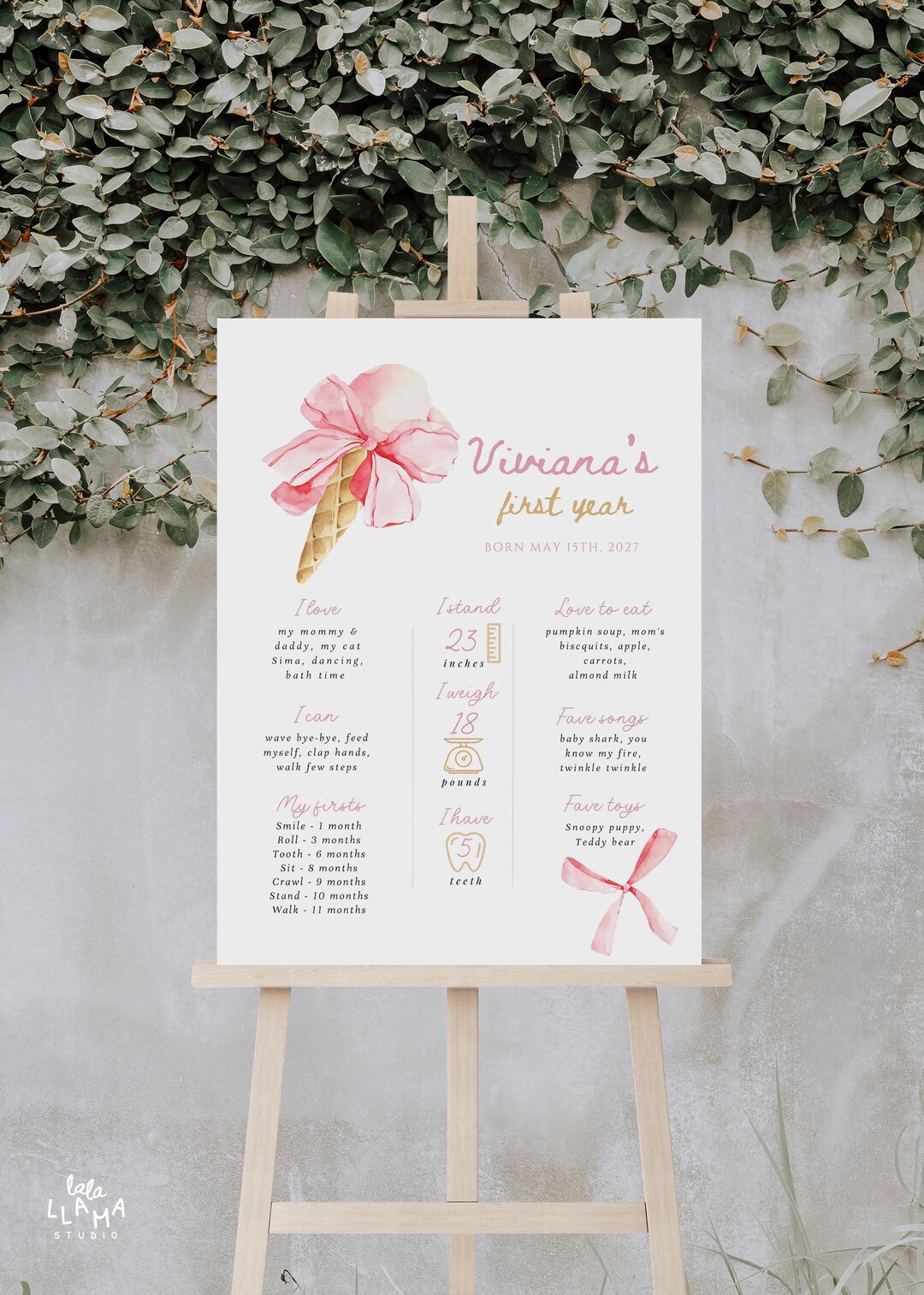 Ice Cream First Birthday Milestones Board, Here's the Scoop My First ...