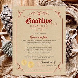 Editable Vintage Elf Goodbye Letter From North Pole Instant Download ...