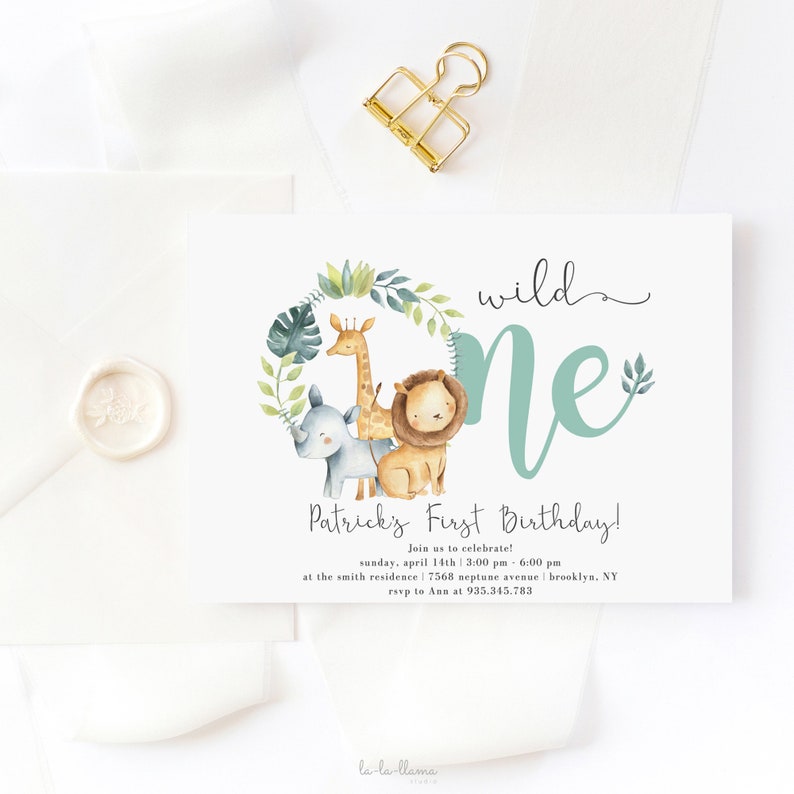 Safari First Birthday Invitation Editable Wild One 1st - Etsy