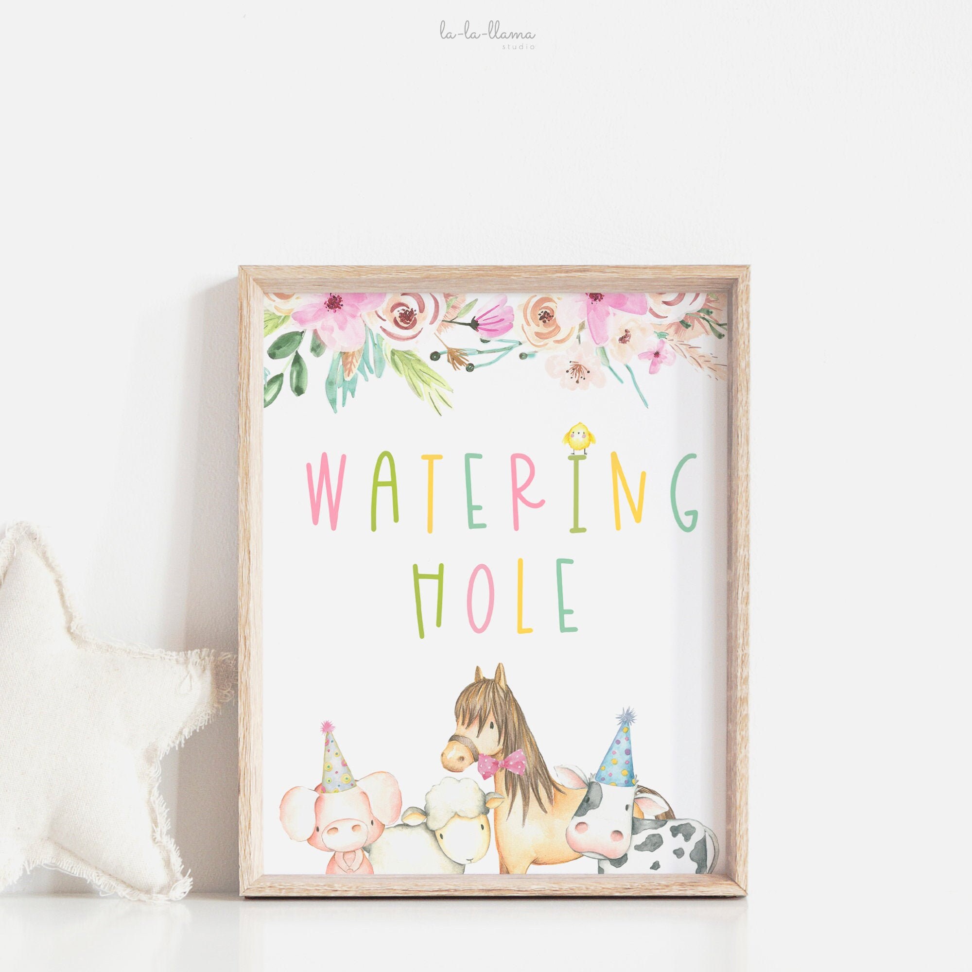 Watering Hole Sign Printable Pink Farm Birthday Water Table | Etsy