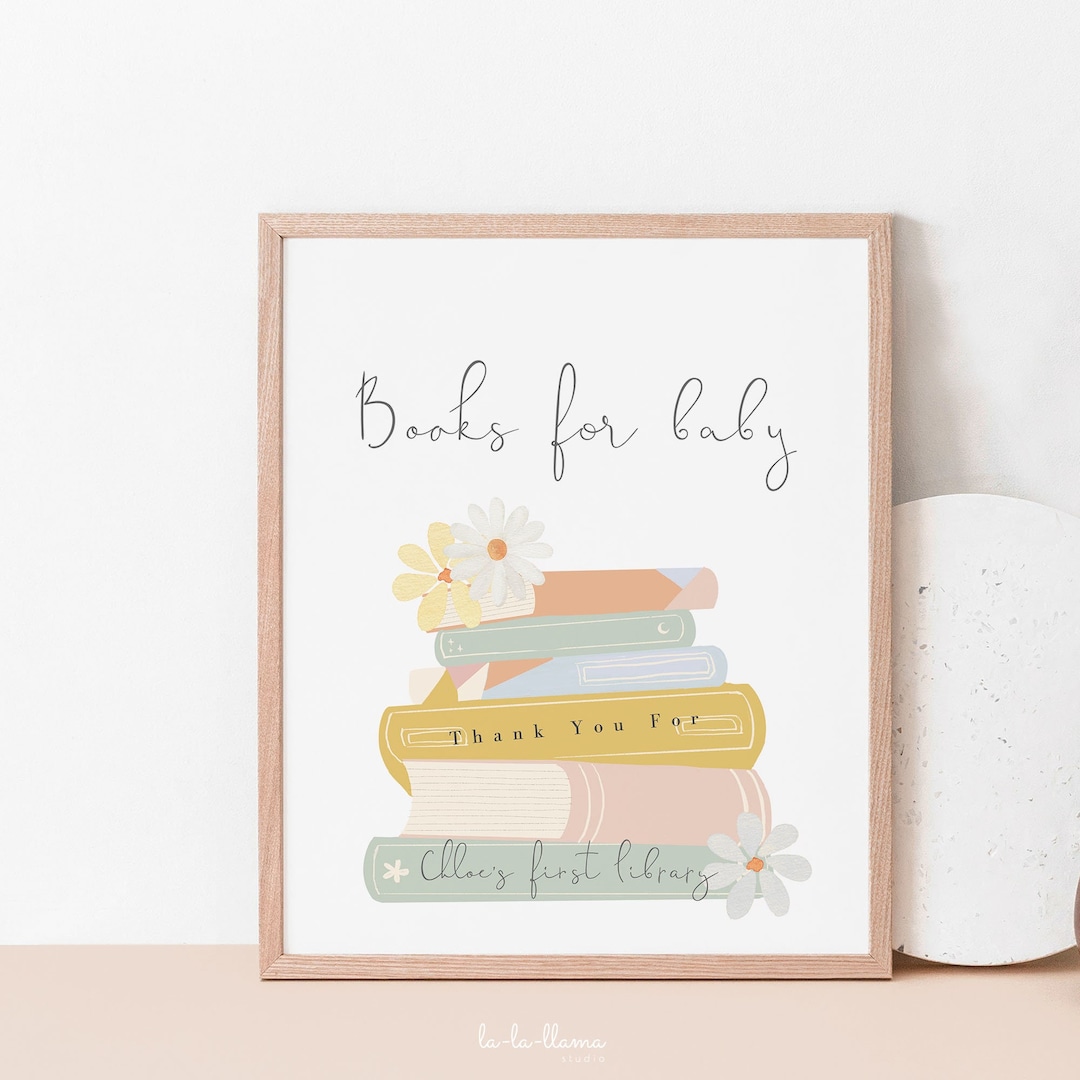 Editable Storybook Books for Baby Sign Template, Book Stack Baby Shower ...