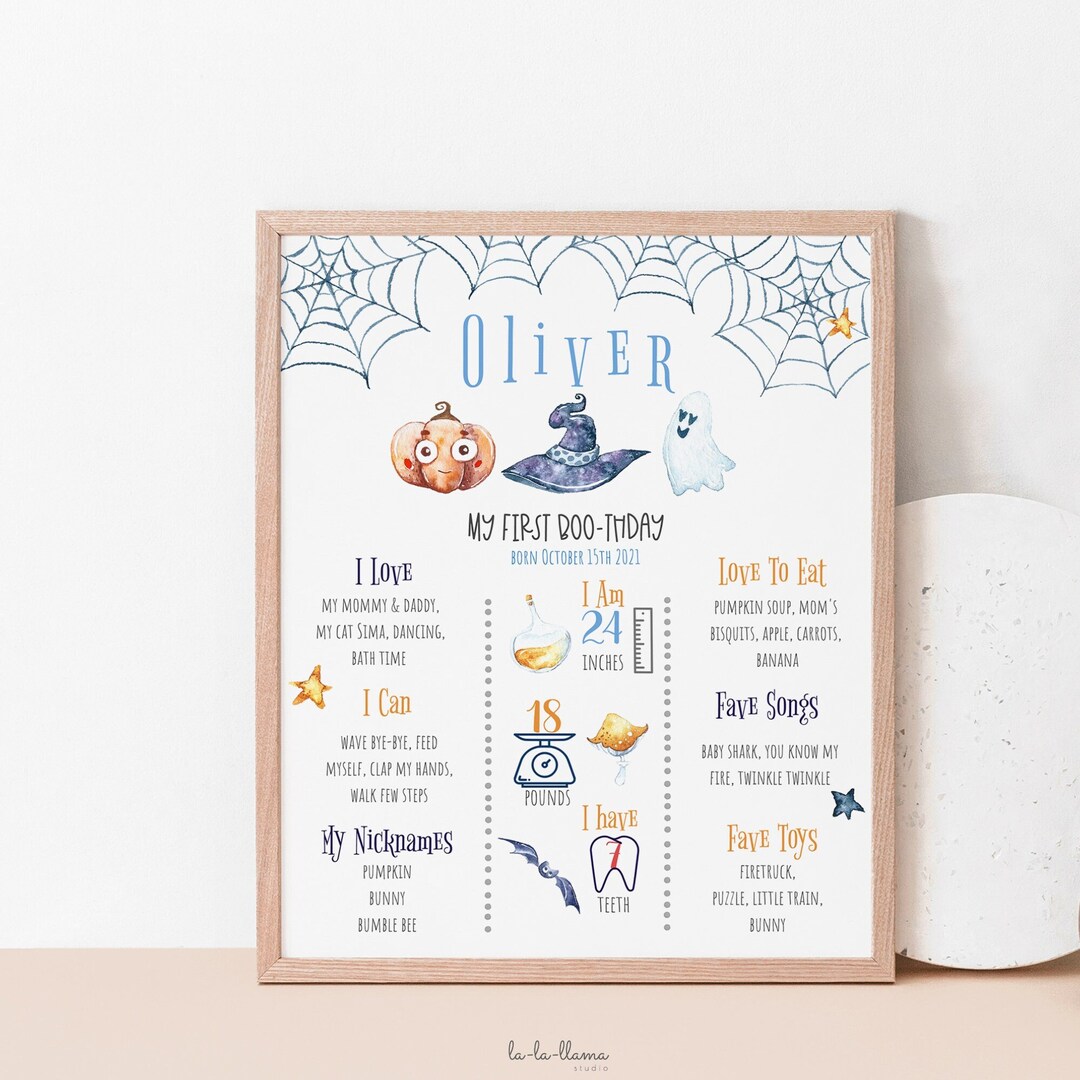 Halloween First Birthday Milestones Sign Printable, Monster Mash ...