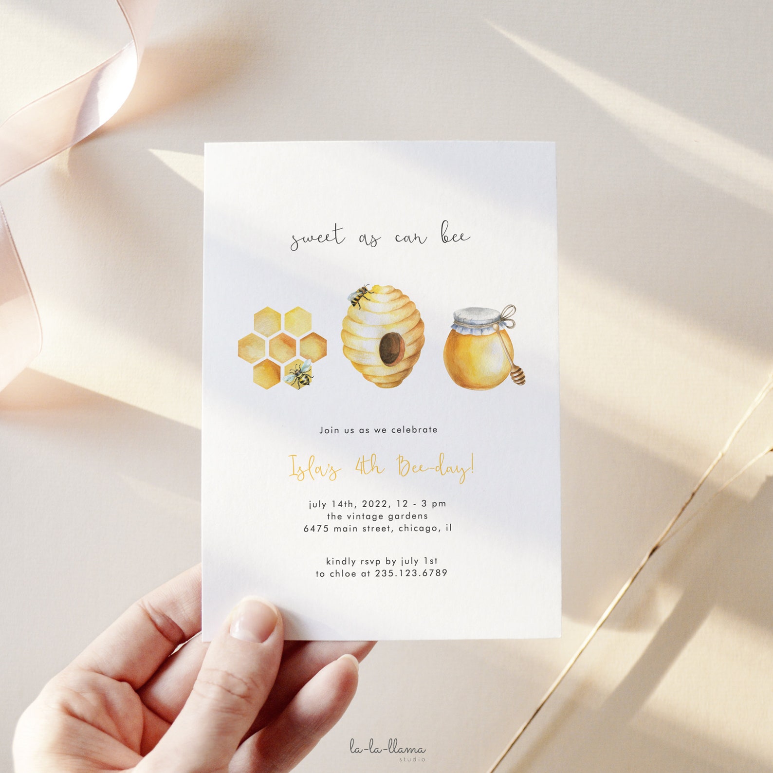 Bee Day Invitation Template Bee Birthday Honeycomb 1st | Etsy