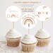 EDITABLE Boho Rainbow Birthday Cupcake Toppers, Muted Rainbow Cake ...