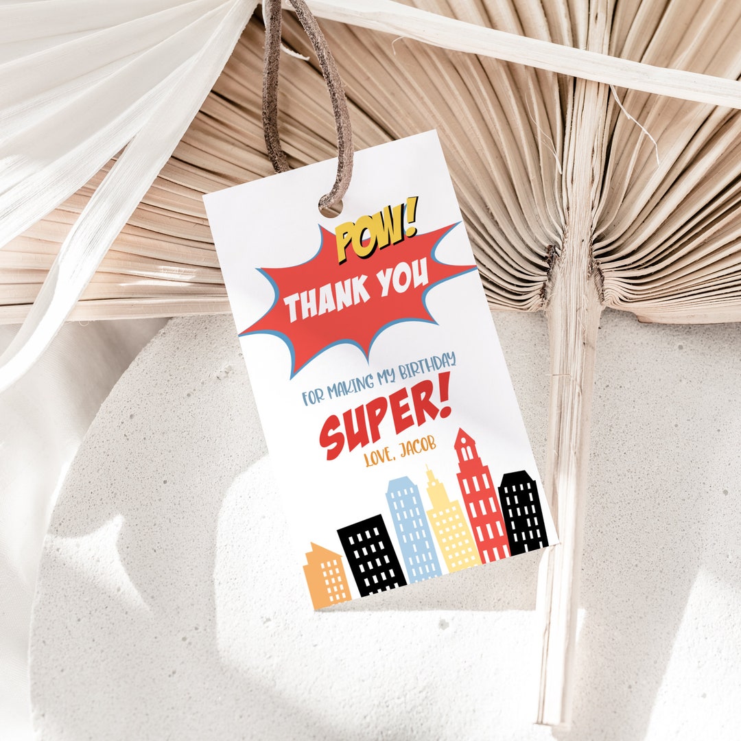 Superhero Birthday Favor Tags Template, Comic Book Gift Labels ...