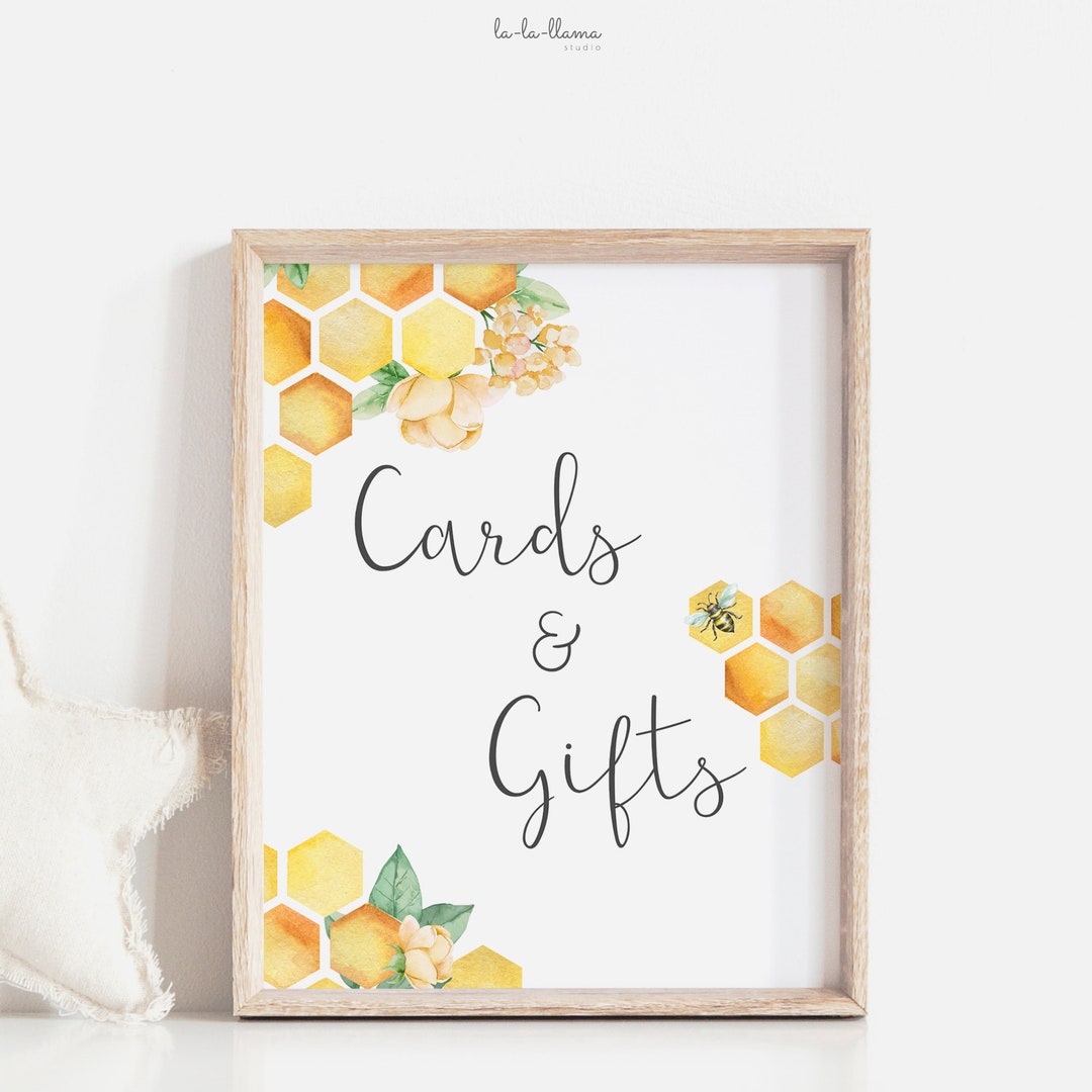 Bee Cards and Gifts Sign Printable, Honeycomb Cards & Gifts Sign, Bee ...