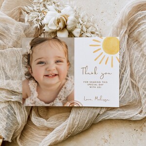 Sun Photo Thank You Card Template, 1st Trip Around the Sun Thank You ...