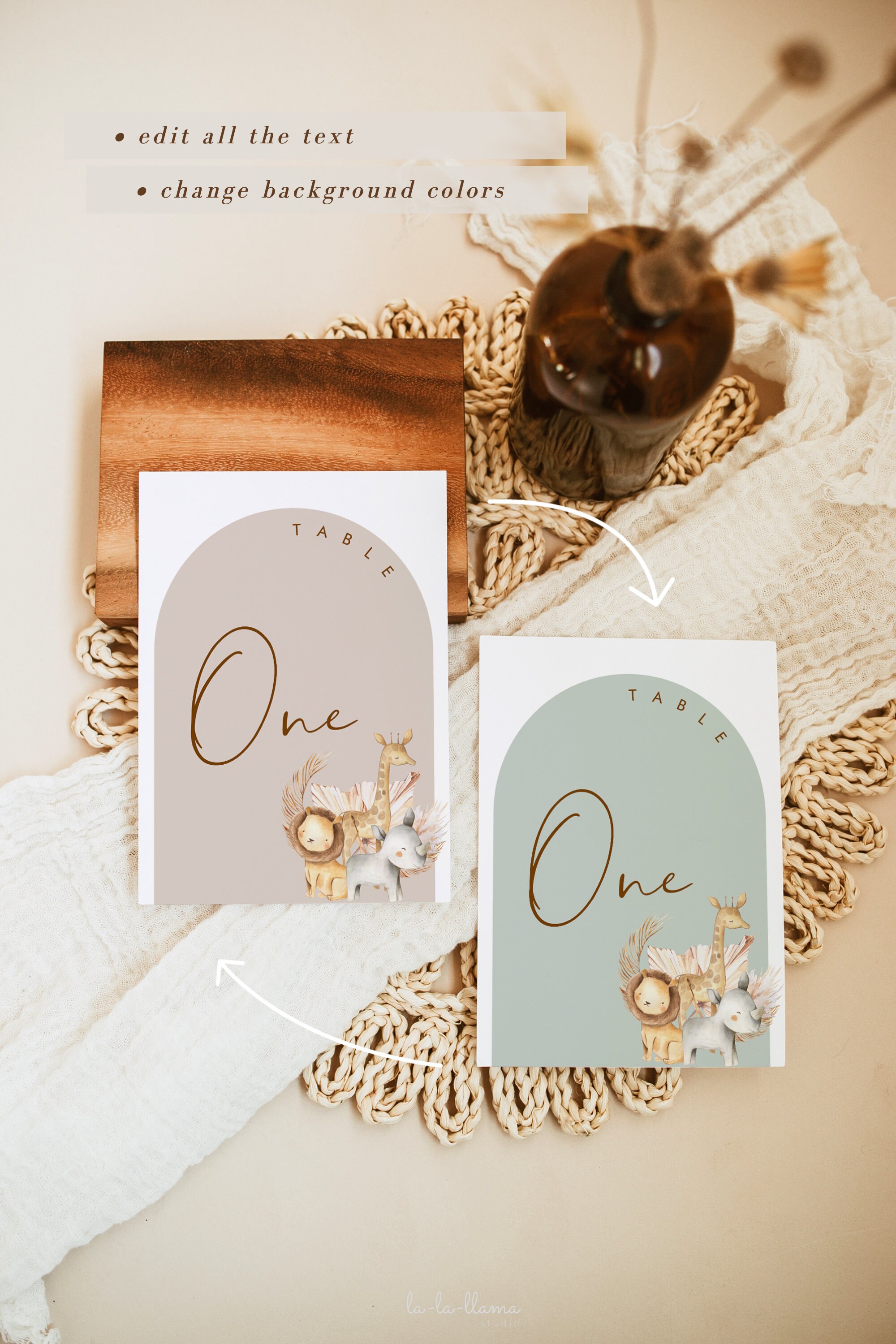 Editable Boho Safari Table Numbers Muted Jungle Animals Table - Etsy