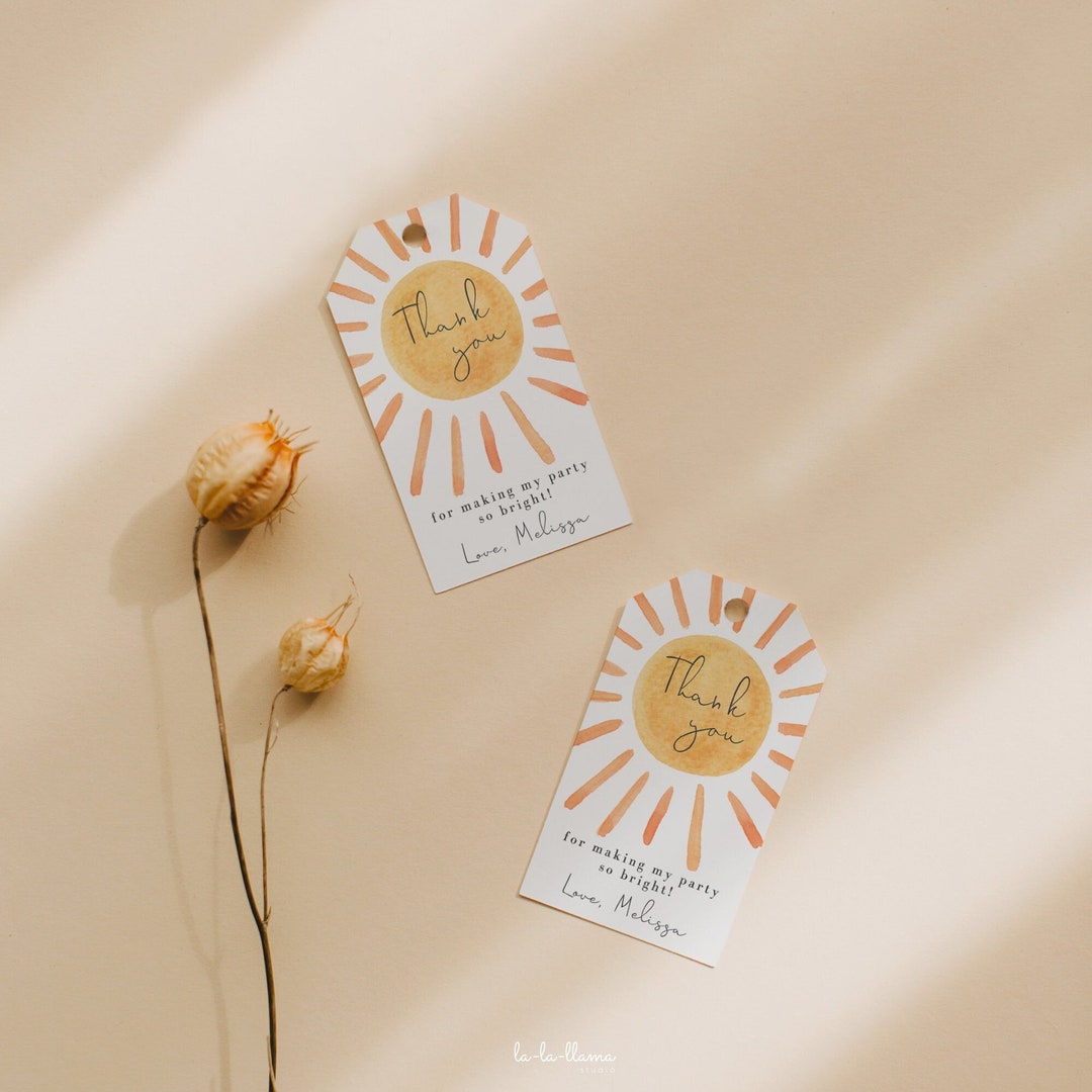 Sun Birthday Favor Tags Template, Sunshine Gift Labels, First Trip ...