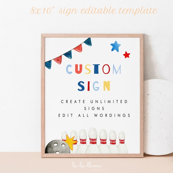 Bowling Custom Sign Template Let's Bowl Printable Sign - Etsy