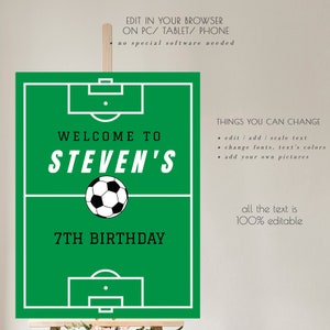 Soccer Birthday Welcome Sign Editable, Fotball Party Poster, Sports ...