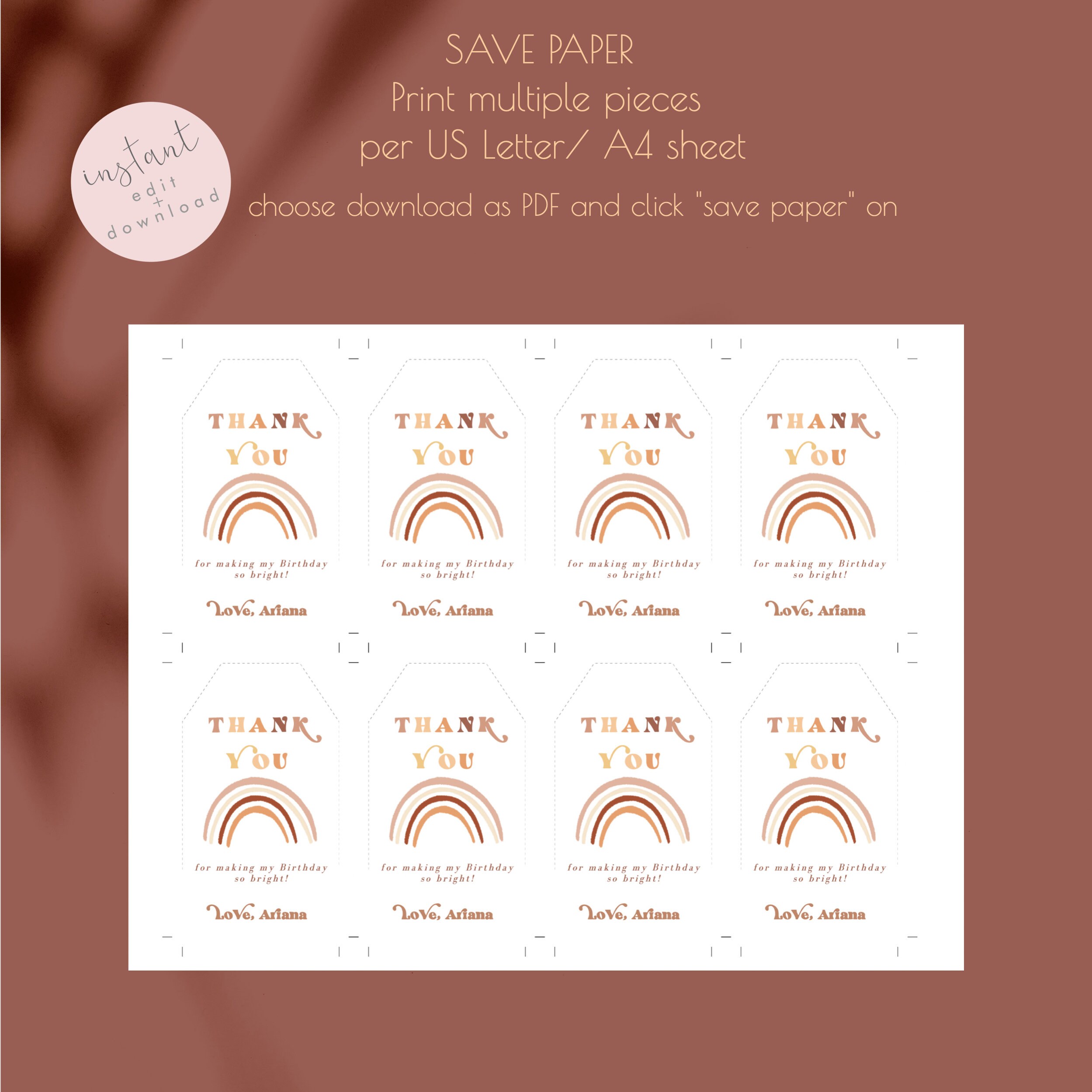 Boho Rainbow Birthday Favor Tags Simple Rainbow Gift Labels - Etsy