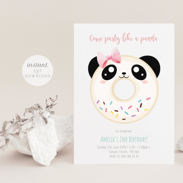 Panda Invitation - Etsy