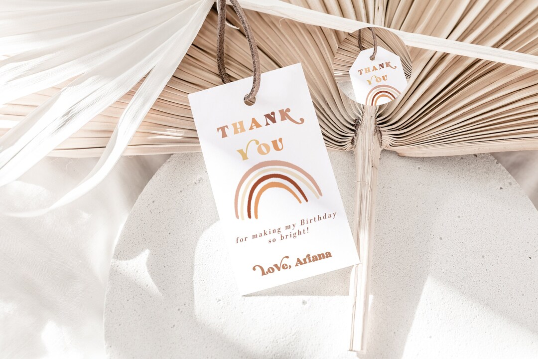 Boho Rainbow Birthday Favor Tags Simple Rainbow Gift Labels - Etsy
