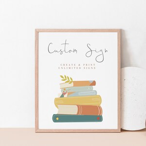 Editable Storybook Custom Sign Boy Template, Book Themed Party Table ...