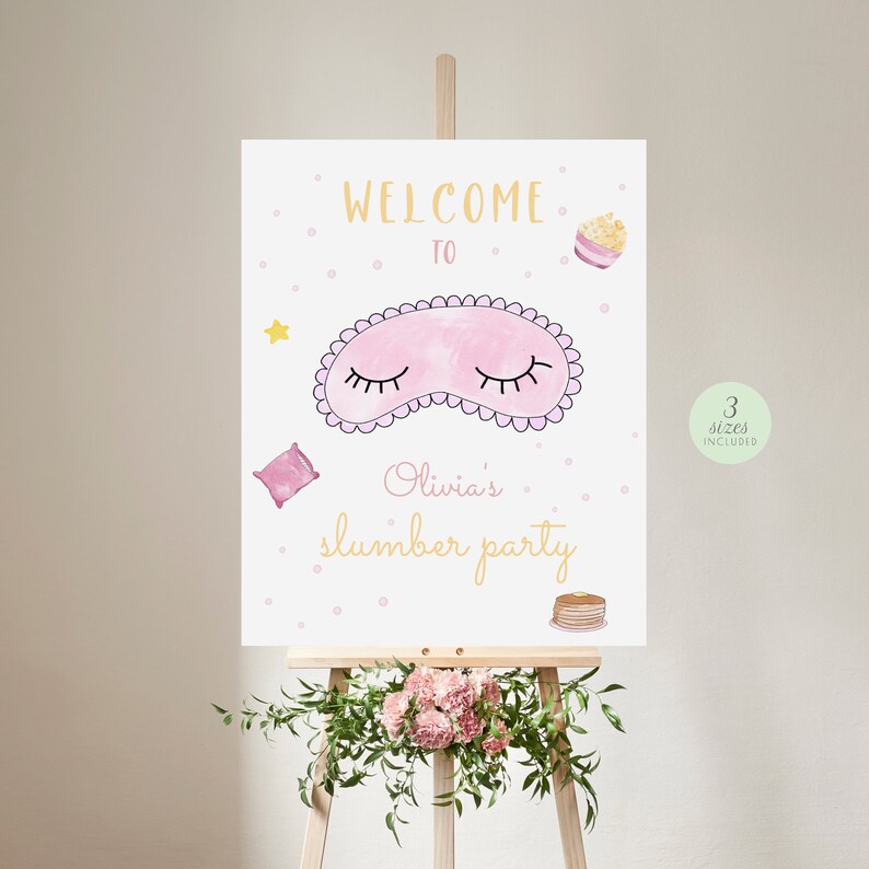 Sleepover Birthday Welcome Sign Slumber Party Poster Pyjama - Etsy