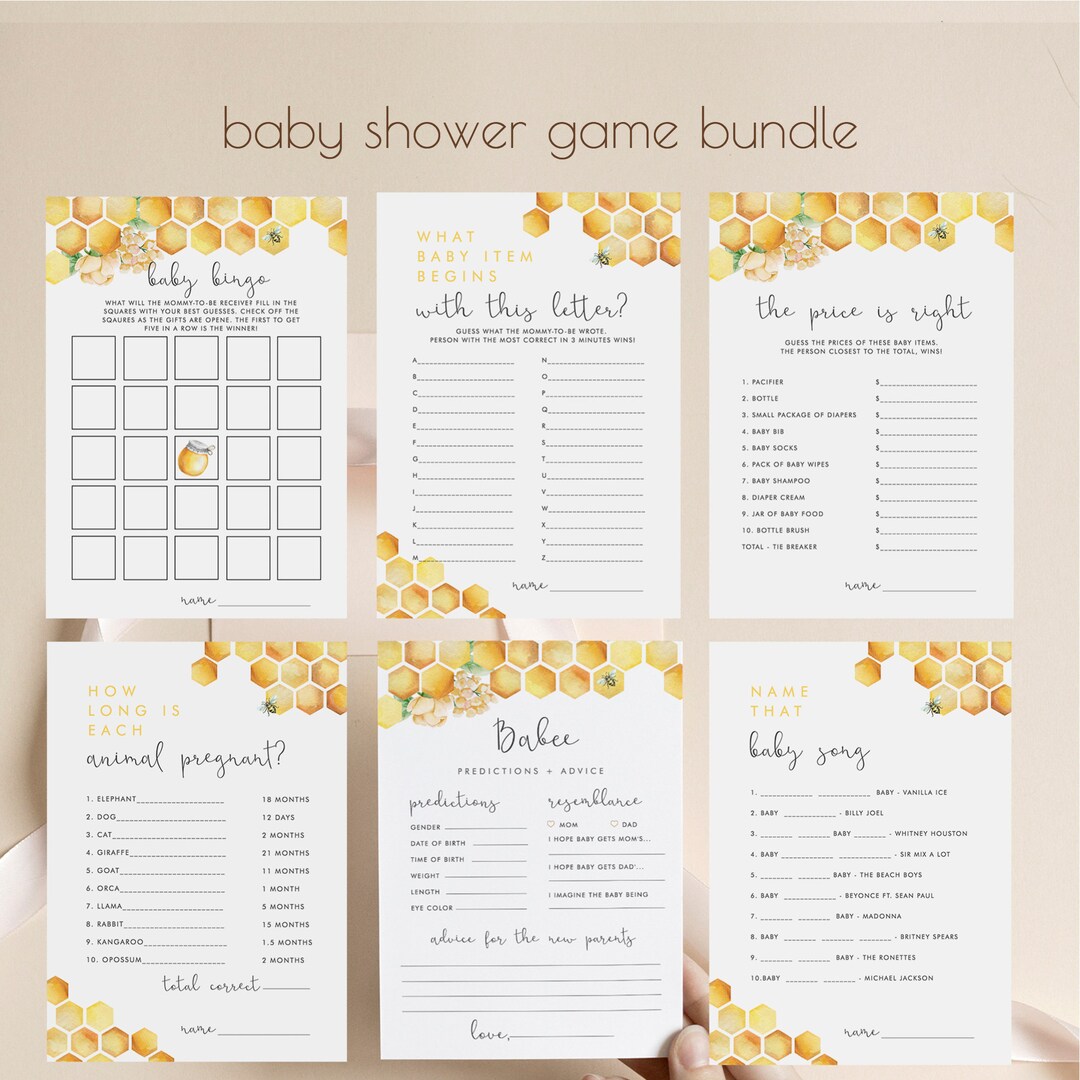 Editable Bee Baby Shower Game Bundle, Honey Bee Baby Shower Games ...