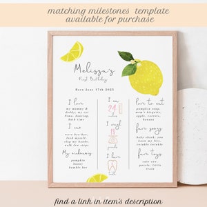 Lemons Time Capsule Template, Boho Lemon First Birthday Party, Sunshine ...