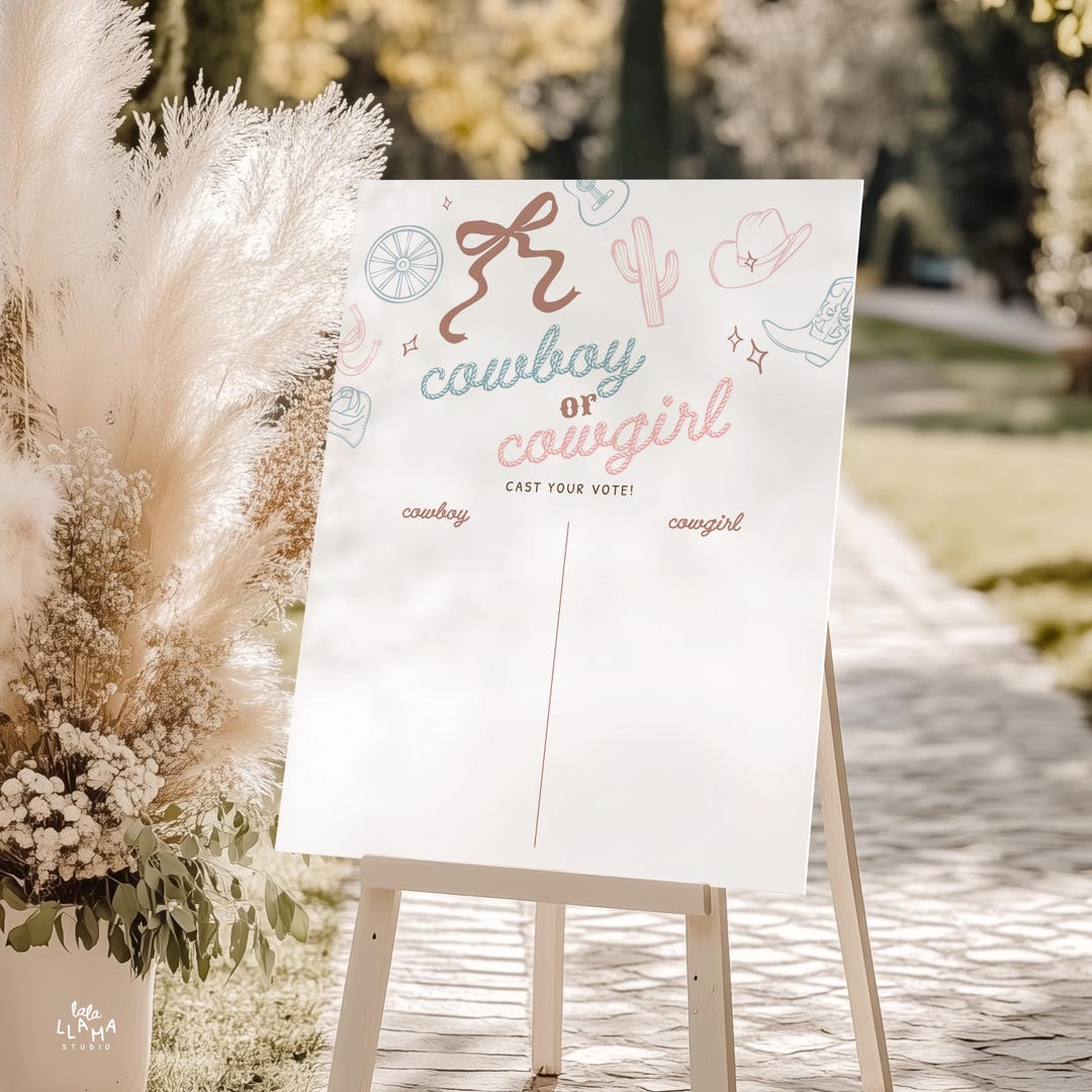 Western Gender Reveal Voting Board: Cowboy or Cowgirl (digital Download ...