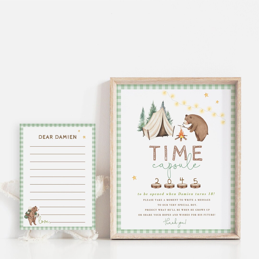 Happy Camper Time Capsule Template, Camp First Birthday Party Keepsake ...