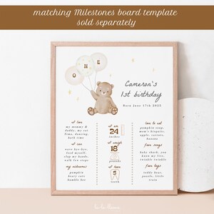 Bear Time Capsule Template, Teddy Bear First Birthday Party, Beary ...