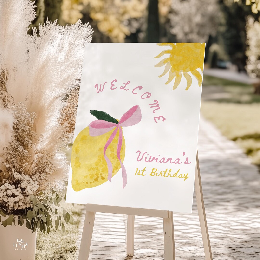 Pink Lemonade Birthday Welcome Sign: Lemon 1st Birthday (digital ...
