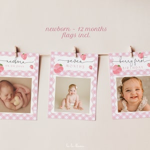 EDITABLE Berry Monthly Photo Banner, Strawberry Monthly Photos Tags ...