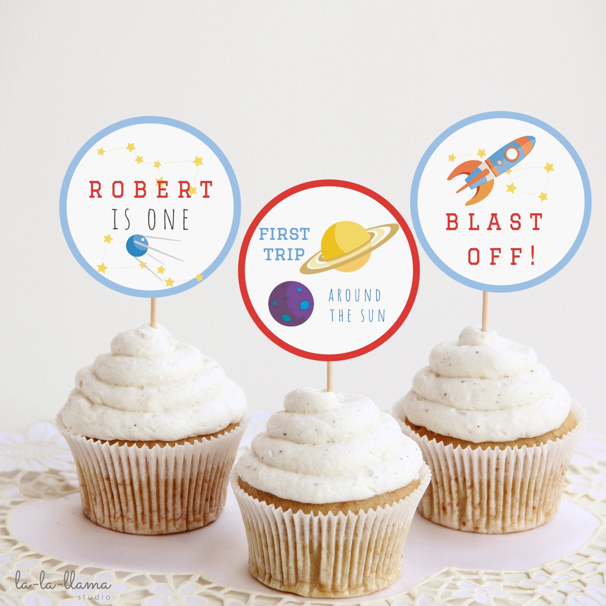EDITABLE Outer Space Birthday Cupcake Toppers Galaxy Blast - Etsy
