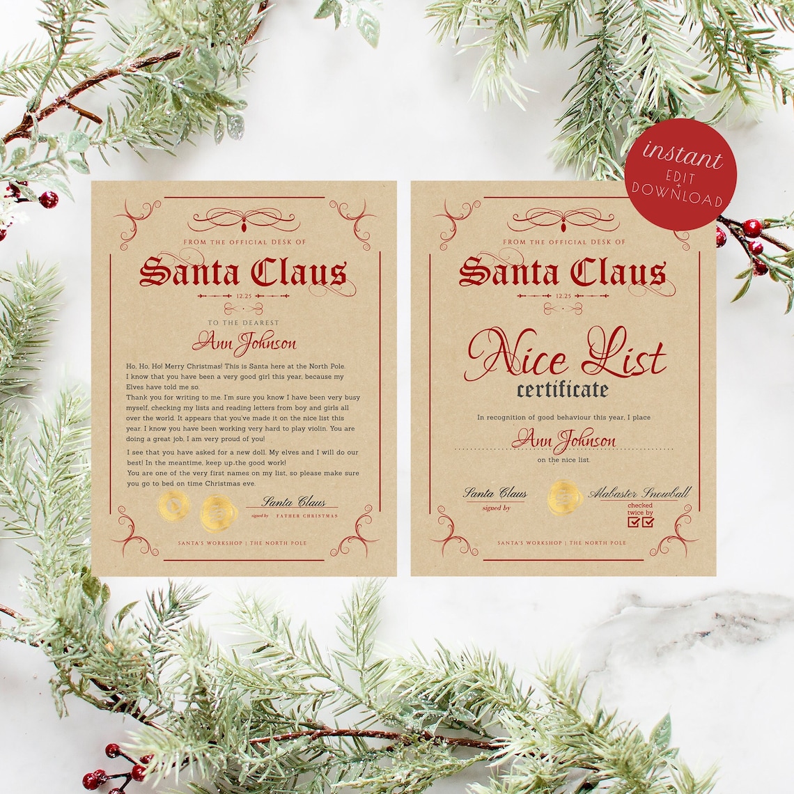 Editable Vintage Letter From Santa Instant Download Rustic - Etsy