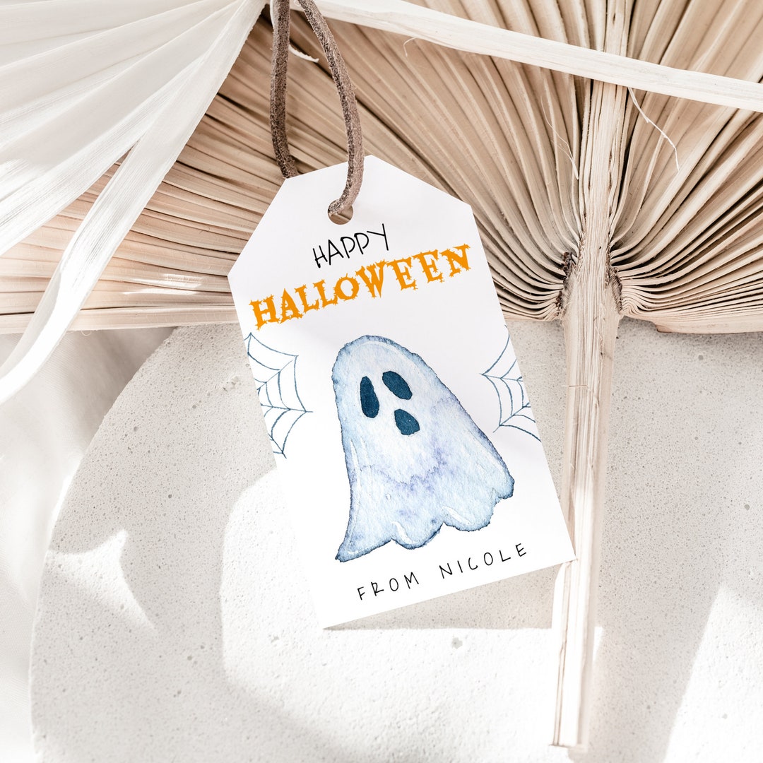 Editable Halloween Tags Template, Ghost Halloween Favor Tags, Kids ...