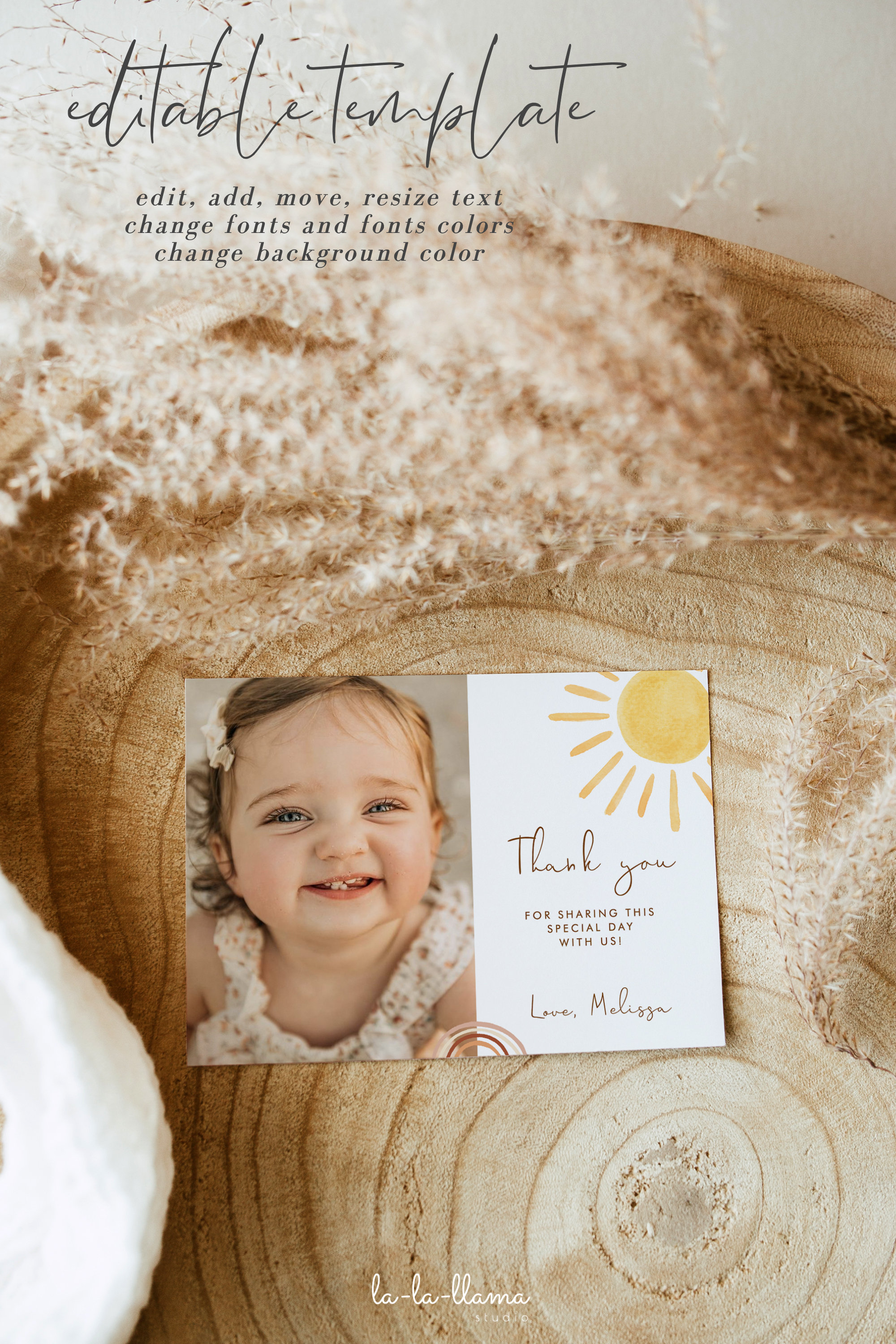 Sun Photo Thank You Card Template 1st Trip Around the Sun - Etsy