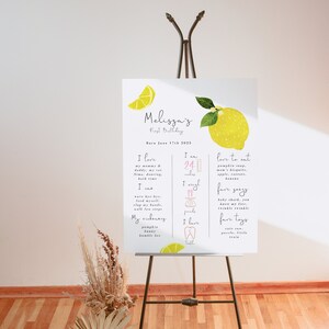 Lemon First Birthday Milestones Sign Printable, Sunshine Lemonade Fun ...
