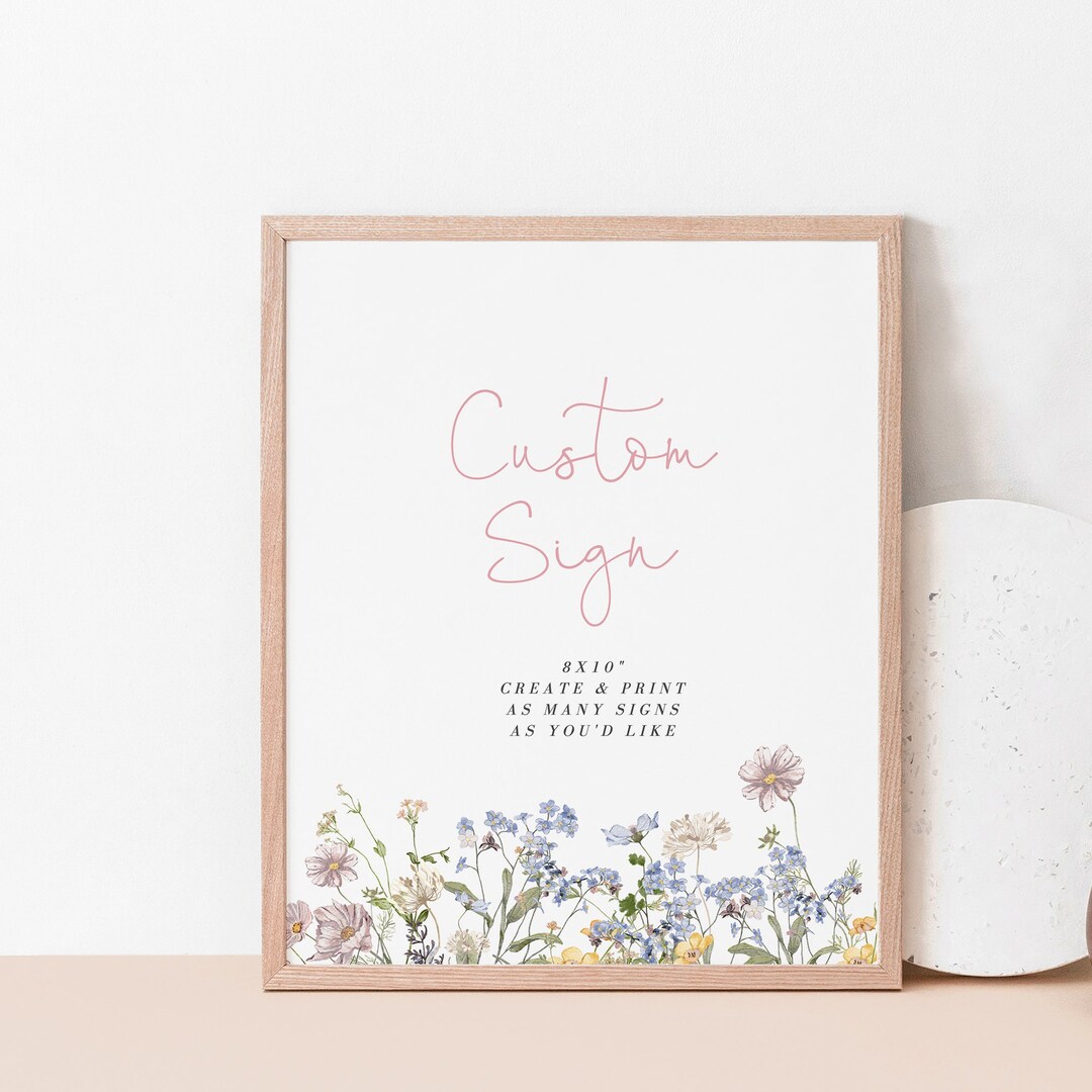 Editable Wildflower Custom Sign Template, Boho Summer Florals First ...