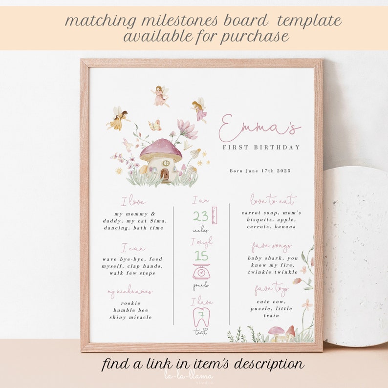 Fairy Time Capsule Template, Fairy Forest First Birthday Party Game ...
