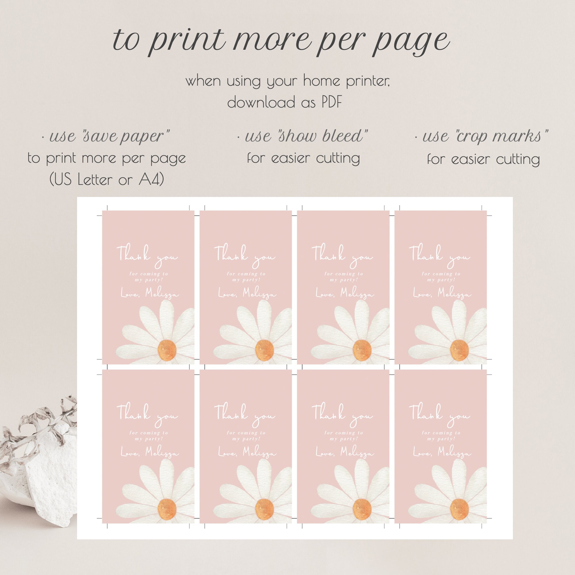 Daisy Birthday Favor Tags Template Daisy Gift Labels First | Etsy