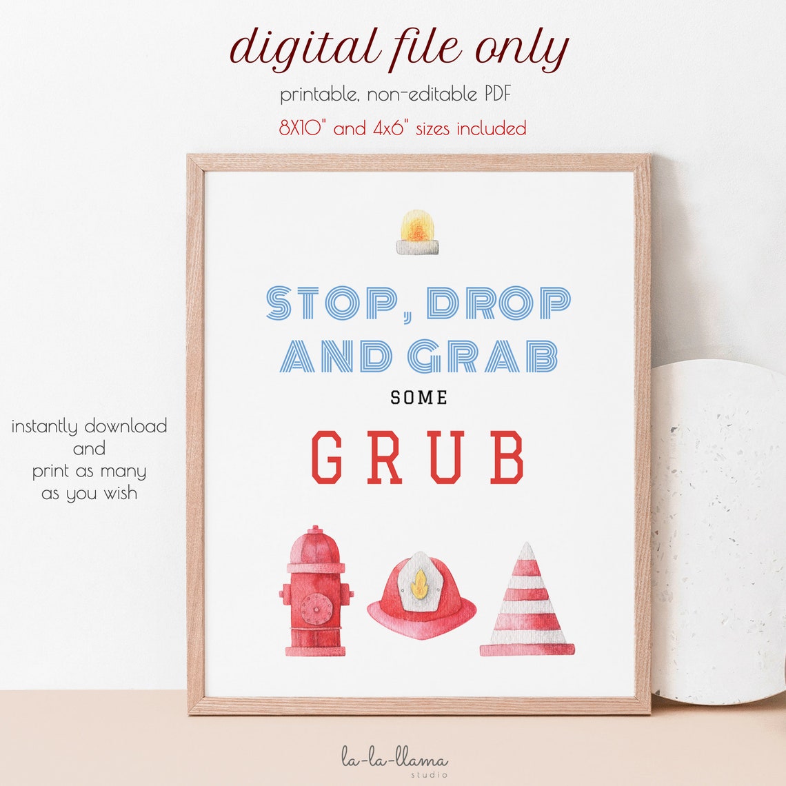 Firetruck Grab Some Grub Sign Printable Firetruck Food - Etsy