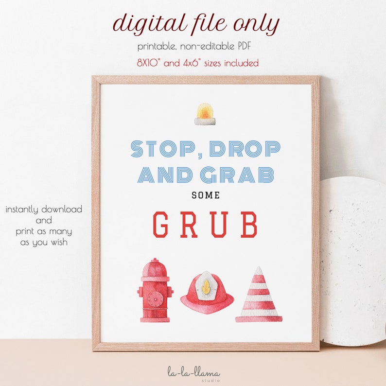 Firetruck Grab Some Grub Sign Printable Firetruck Food - Etsy