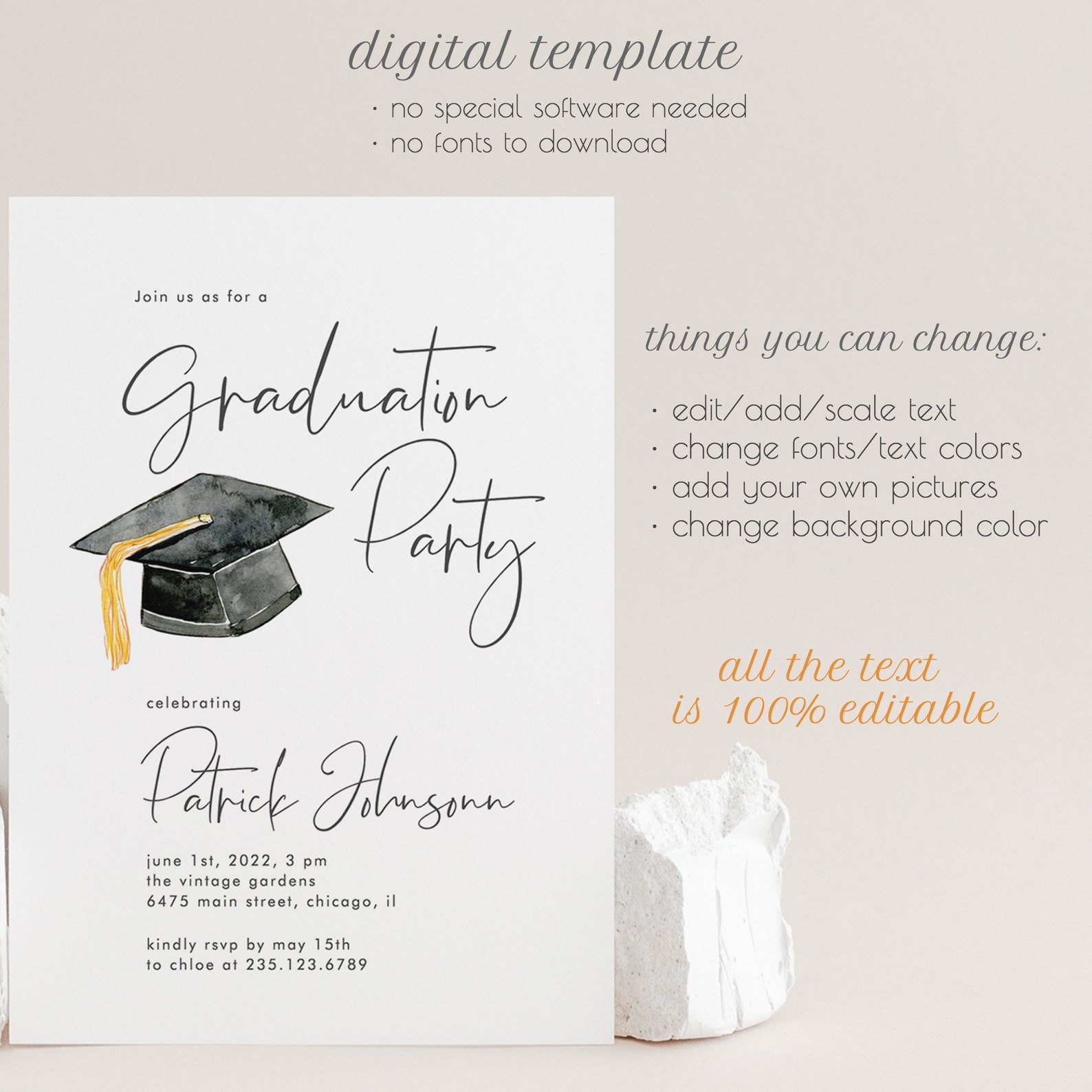 Graduation Party Invite Template Modern Graduation | Etsy