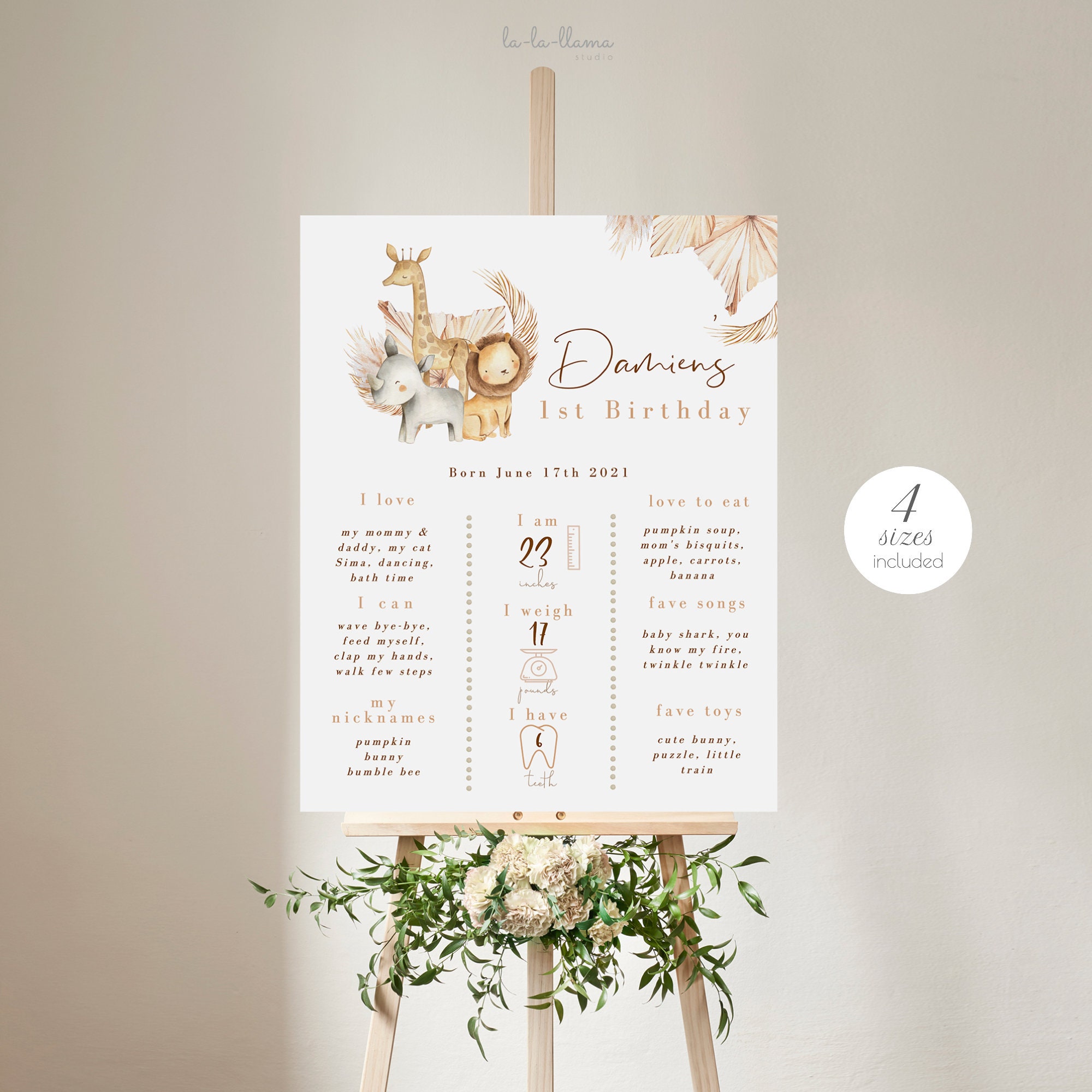 Boho Safari First Birthday Milestones Sign Printable Muted | Etsy