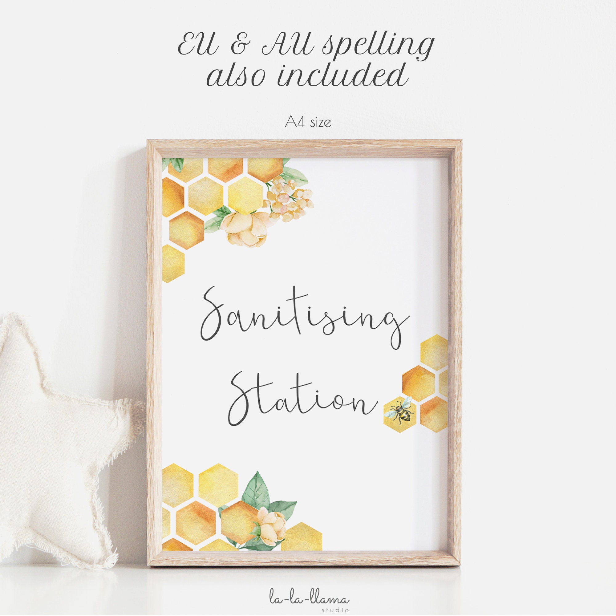 Bee Sanitizing Sign Printable Honeycomb Baby Shower Sign - Etsy