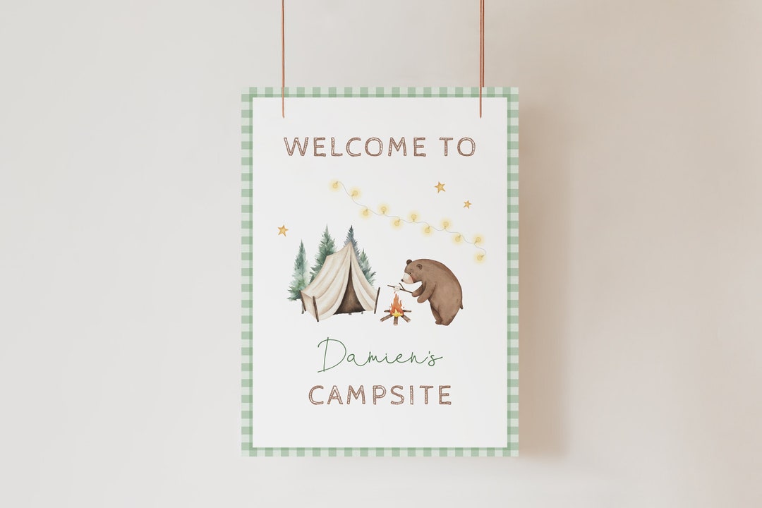 Happy Camper Welcome Sign Editable, Camp Birthday Party Reception ...