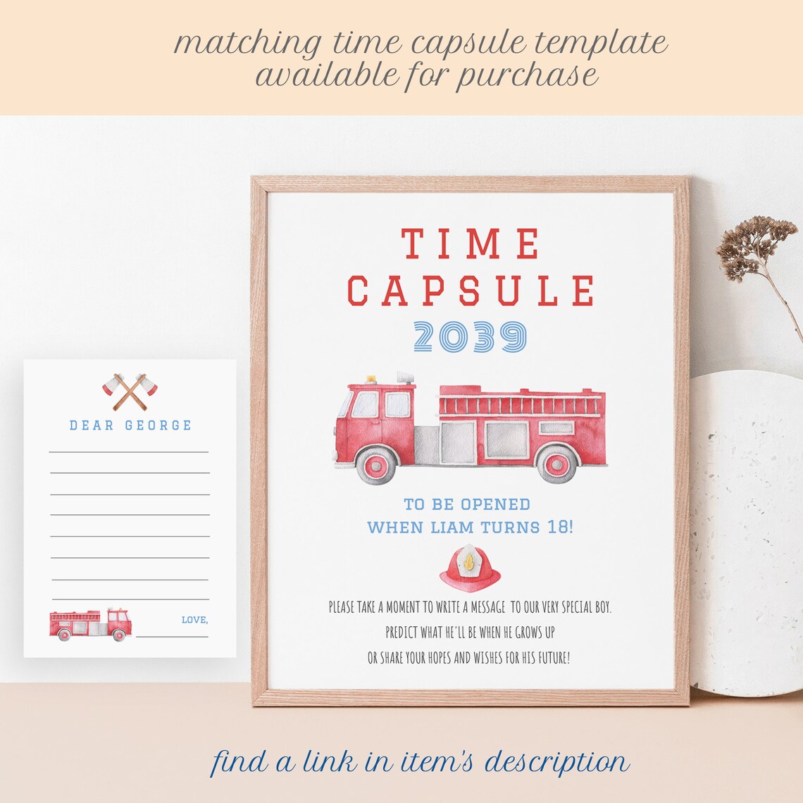 Firetruck 1st Birthday Invitation: Fire Department Digital Template ...