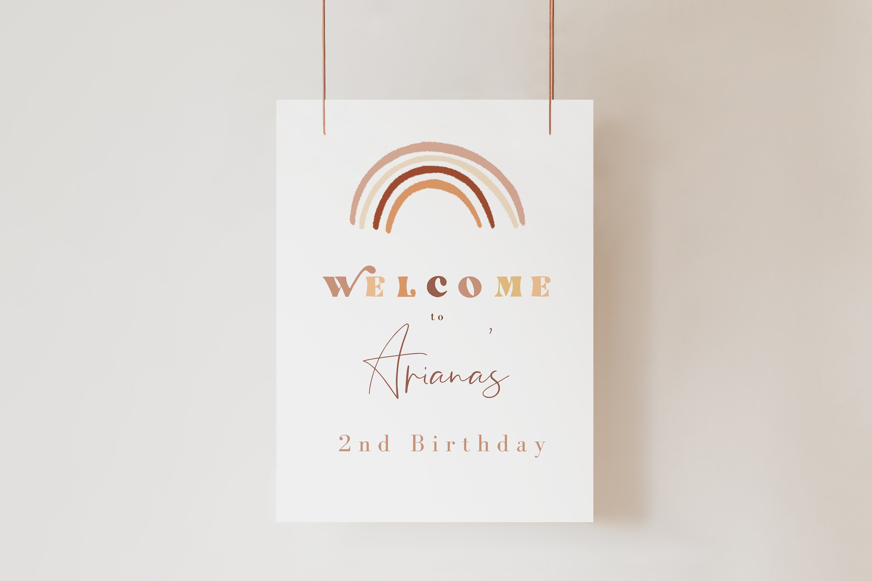 Boho Rainbow Birthday Welcome Sign Rainbow Party Poster - Etsy