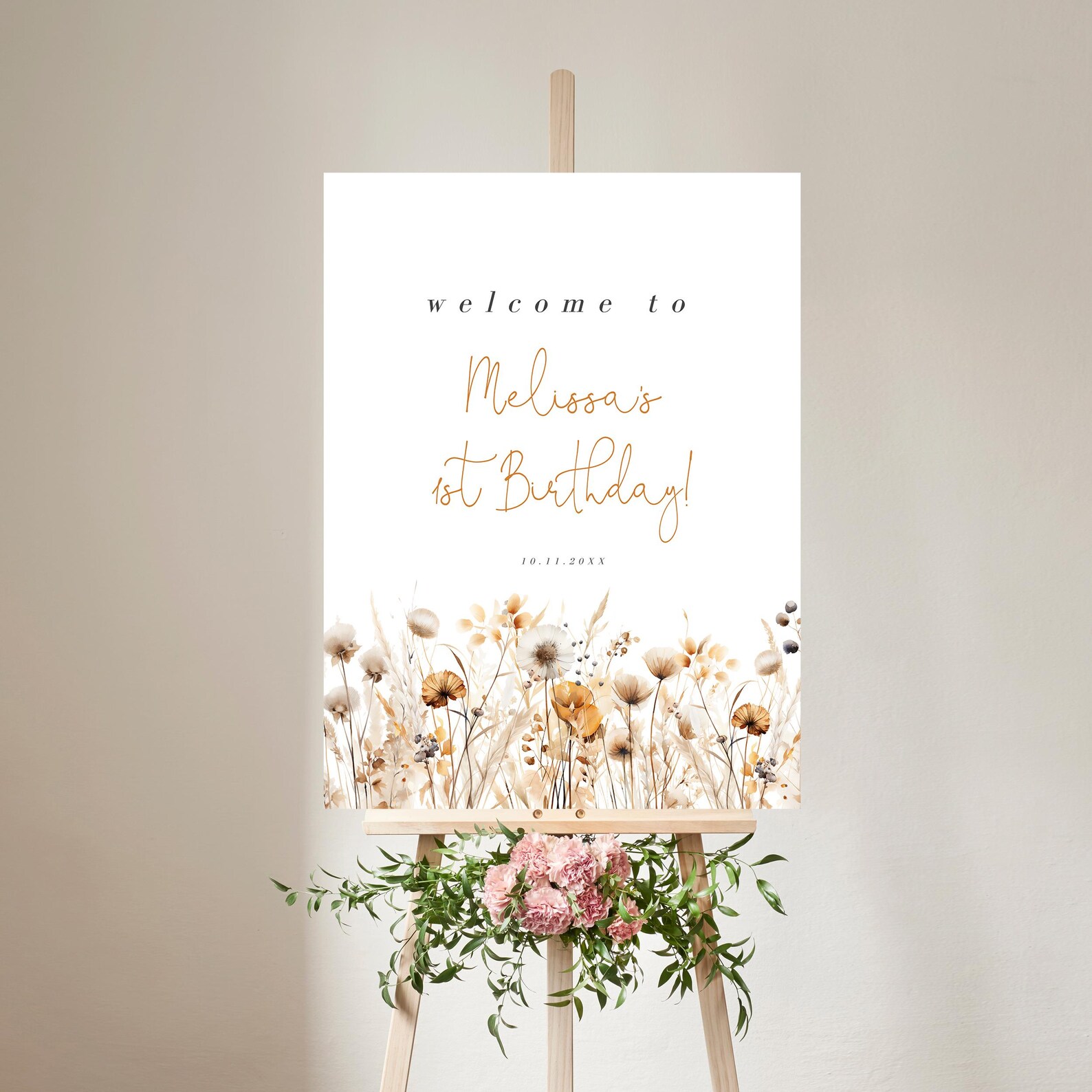 Fall Wildflower Birthday Welcome Sign, Boho Autumn Floral Reception ...