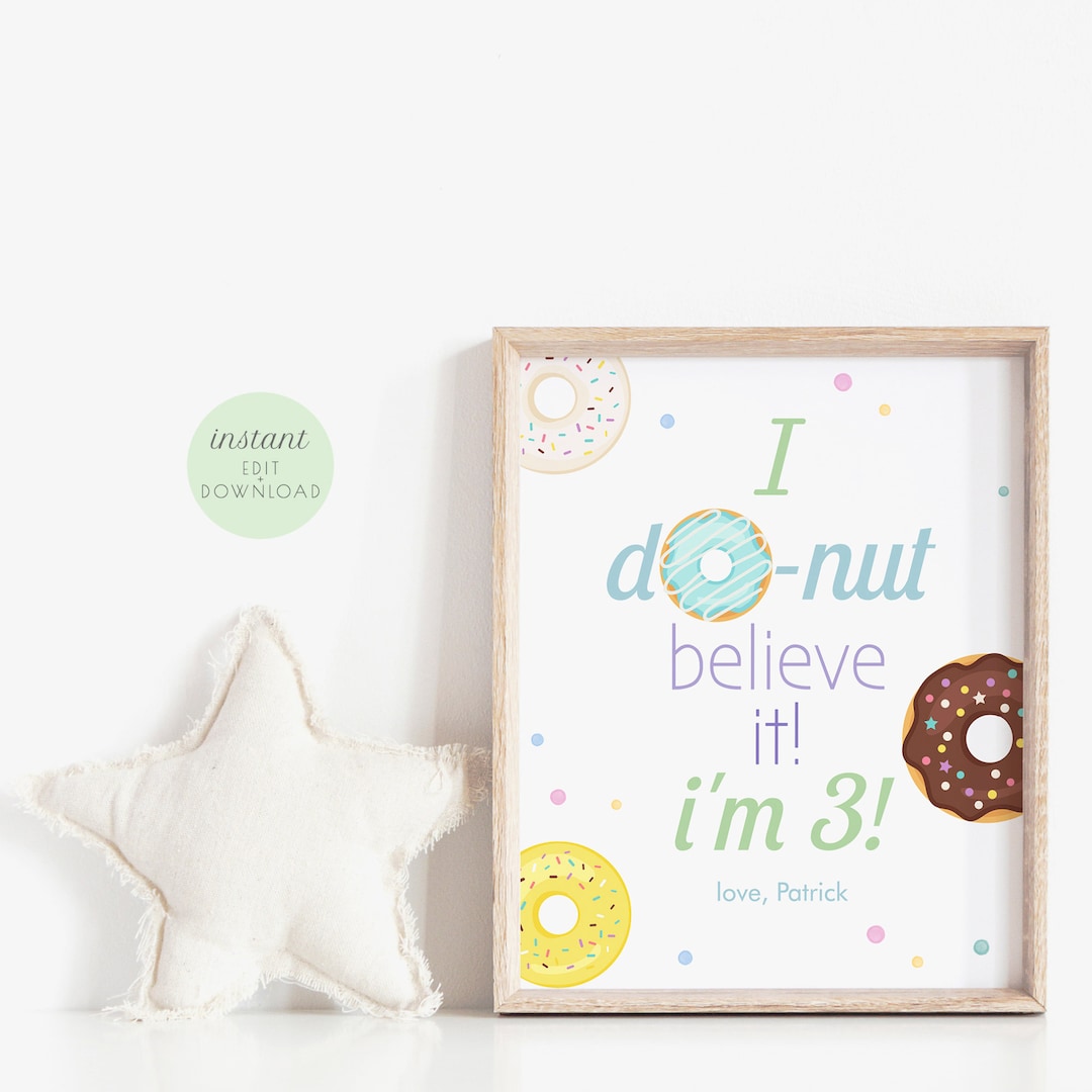 Editable Donut Party Welcome Sign Boy Donut Birthday Decor - Etsy