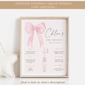 Editable Pink Bow Custom Sign Template, Coquette Bow First Birthday ...