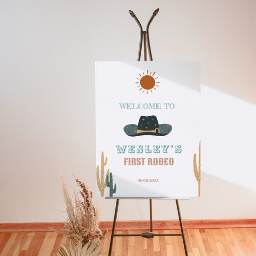 EDITABLE First Rodeo Birthday Welcome Sign Cowboy 1st - Etsy