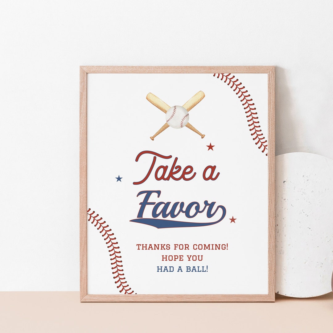 Baseball Take a Favor Sign Printable, Rookie of the Year Take a Treat ...
